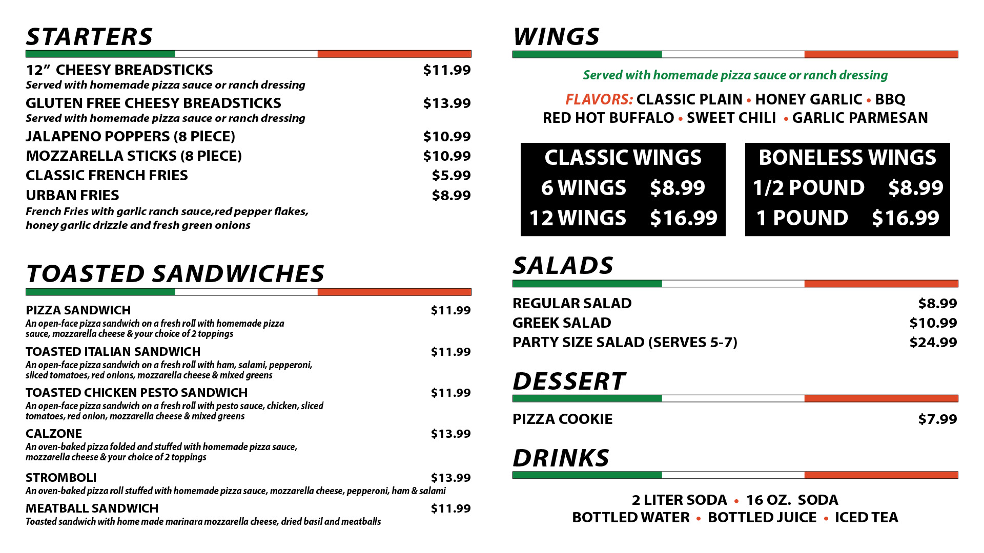 MENU – Formaggio Pizza